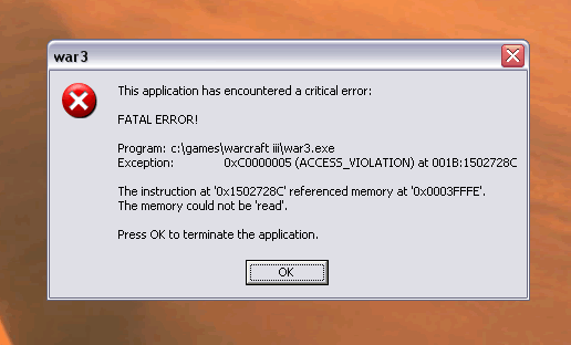 Fatal Error in Warcraft III - screen shot - PC Gaming - Neowin